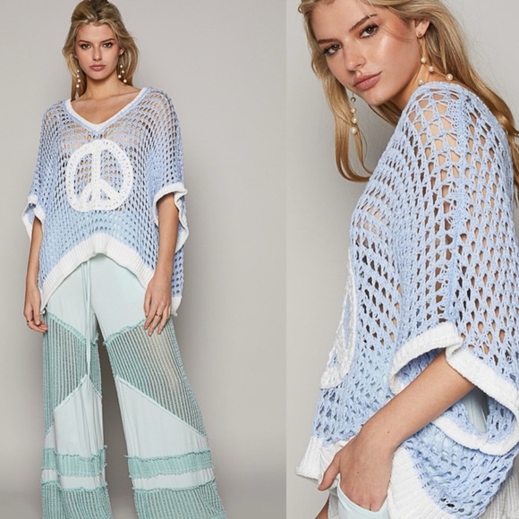 POL | Tops | 222 Last Pol V Neck Peace Crochet Sweater Top | Poshmark